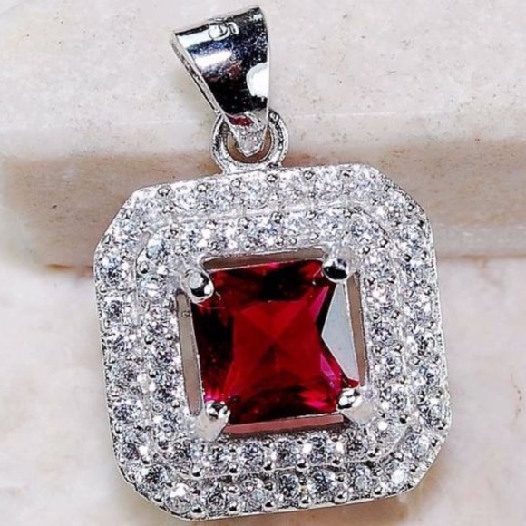 Jewelry | 2ct Ruby White Topaz 925 Silver Pendant | Poshmark